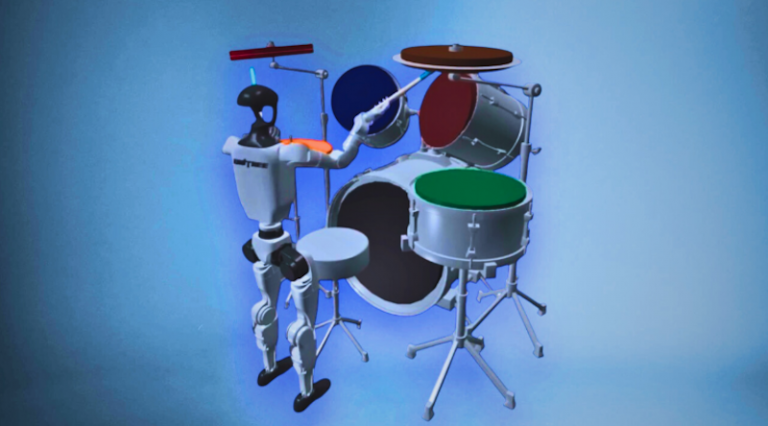 Humanoid robot learns to play the drums using AI and simulated practice